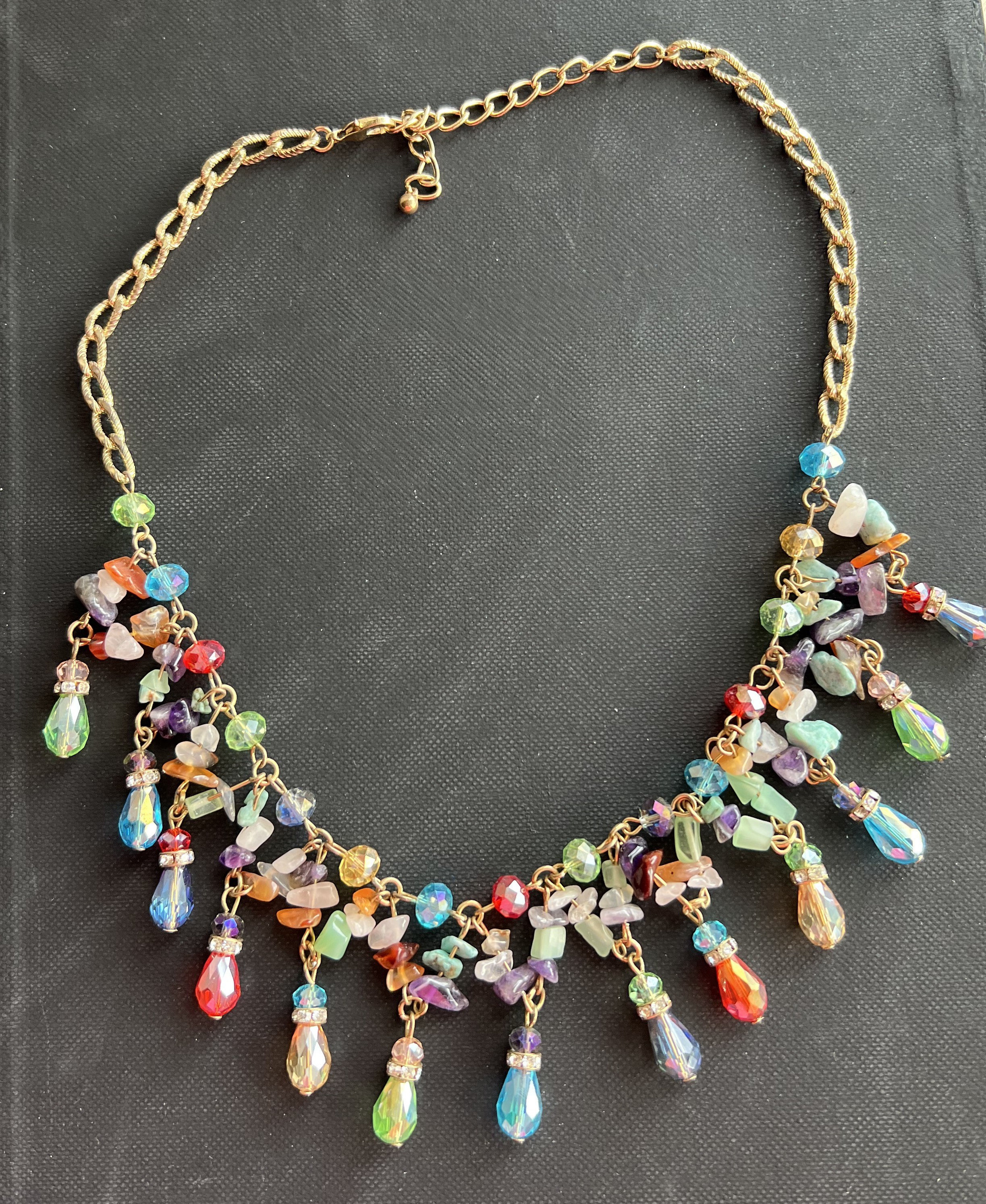 Multi Colored Gold Tone Beaded and Stone Necklace - Etsy