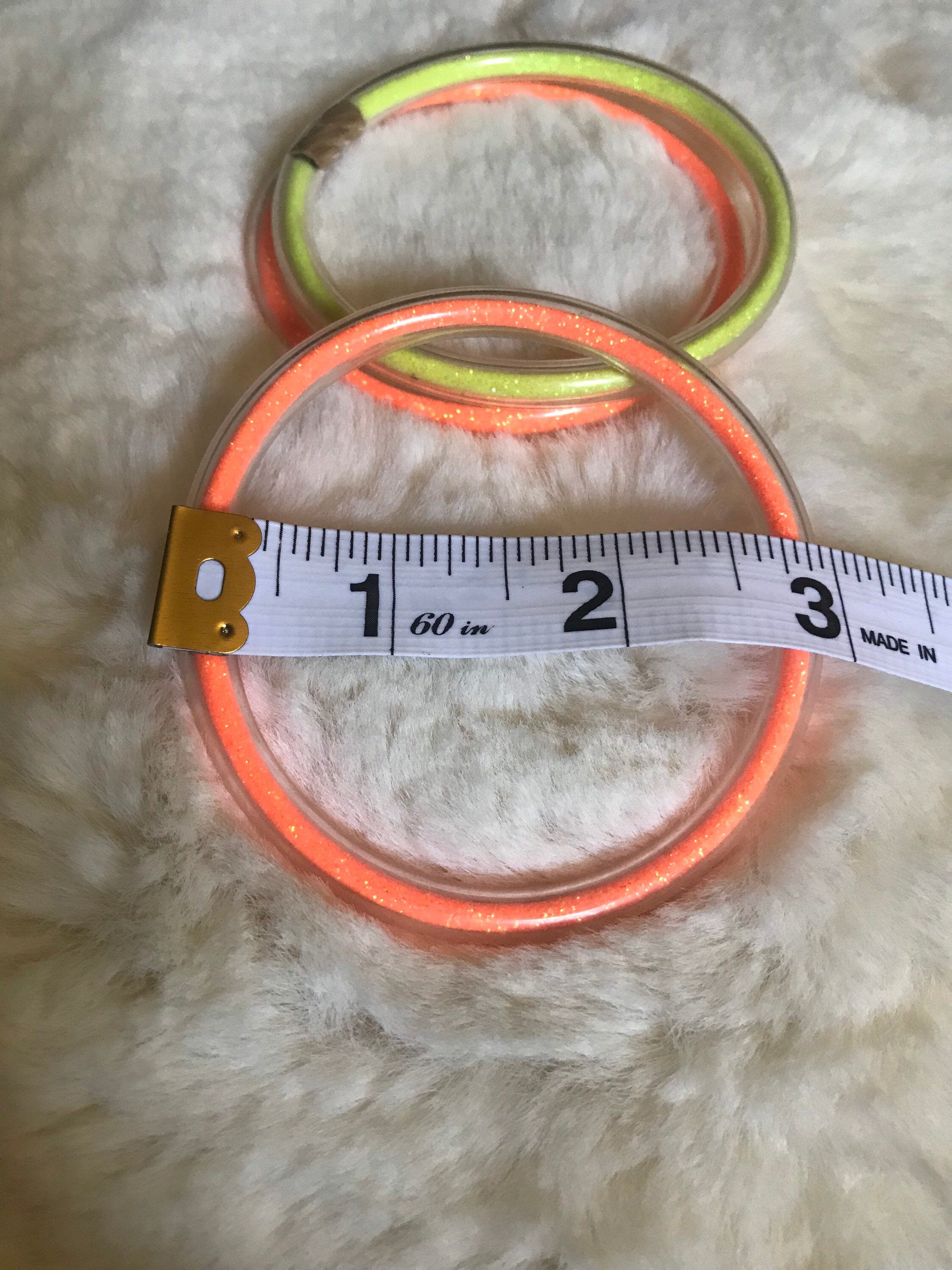 1980s Clear Stackable Glitter Bangle Bracelets (3) Sold Together Orange ...