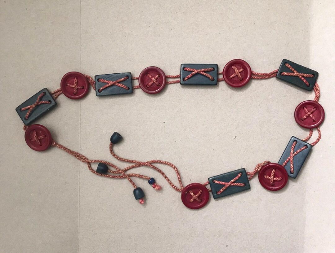 Vintage 1970s Early 80s Blue and Red Oversized Buttons Belt - Etsy