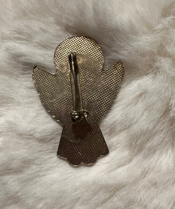 Vintage Enamel Praying Angel with wings Lapel Pin - Gem