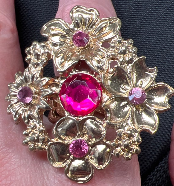 pink rhinestone stretch ring - Gem