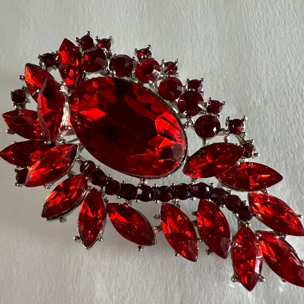 Ruby Red Brooch - Etsy