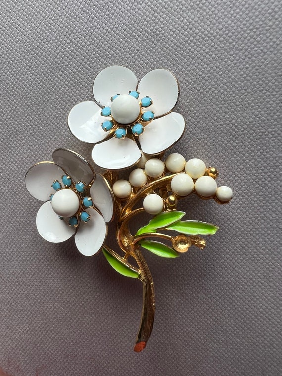 Vintage double flower enameled - Gem