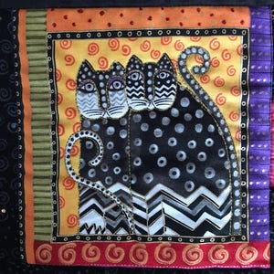 Laurel Burch Dog and Cat Lap Quilt in Primary Colors and Black With ...