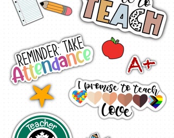 Printable Teacher PNG Sticker Design Bundle 1, Print and Cut Educator ...