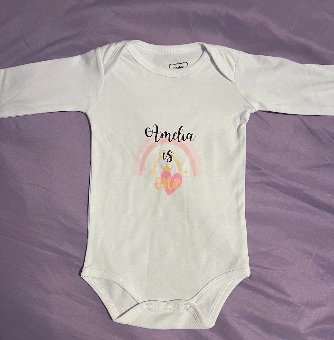 Baby Girl Birthday Onesie, Custom Birthday Onesie, Rainbow Onesie ...
