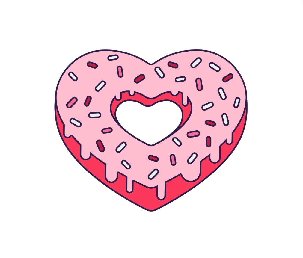 Heart, Heart Donut, Pink Donut, Valentines Donut, Pink Donut Png ...