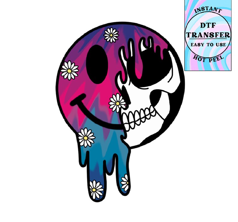 Ready to Press DTF Transfers Smiley Face Graphic Tee trending Film ...