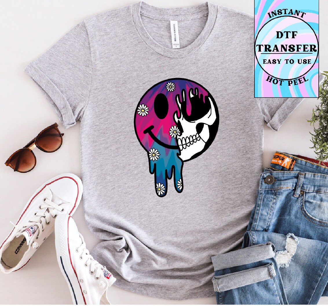 Ready to Press DTF Transfers - Smiley Face- Graphic Tee -trending Film ...