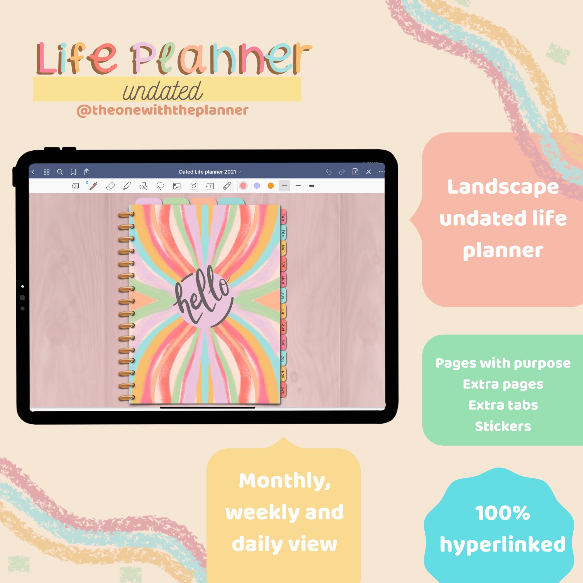 Paper Rainbow teacher planner digital planner cuaderno del profesor ...