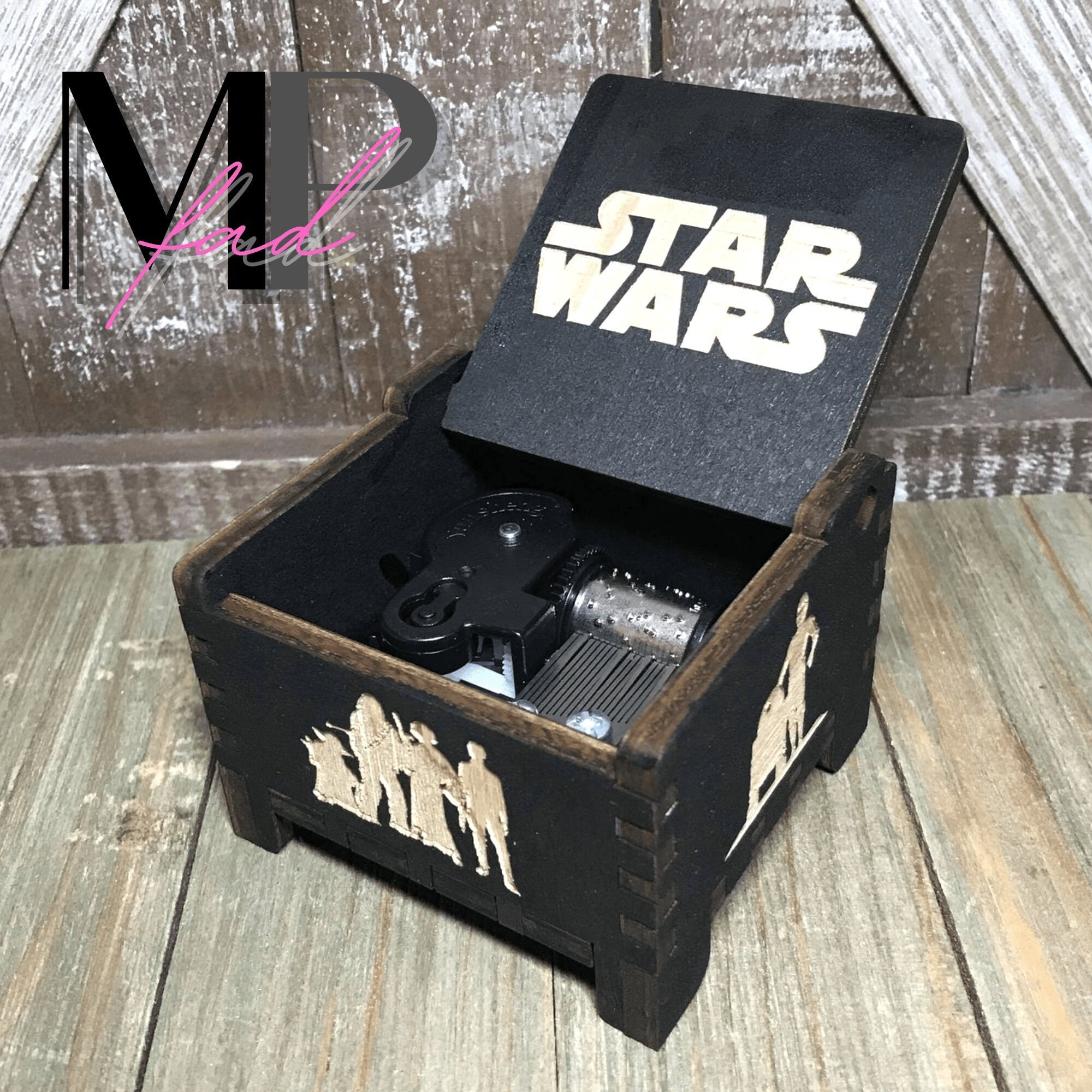 STAR WARS Music Box Wind-up Handmade Wooden Custom Personalize - Etsy UK
