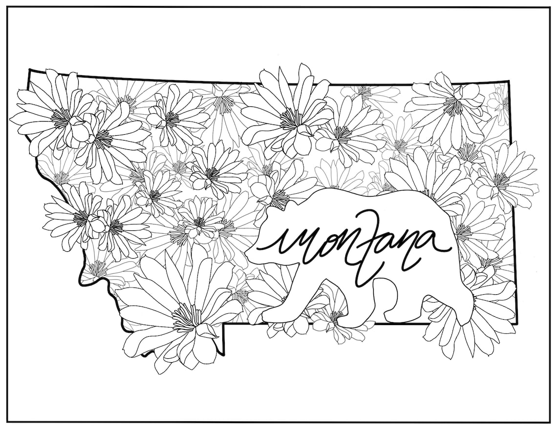 State Coloring Page, Montana, Flowers, State Flower, Animal, State ...