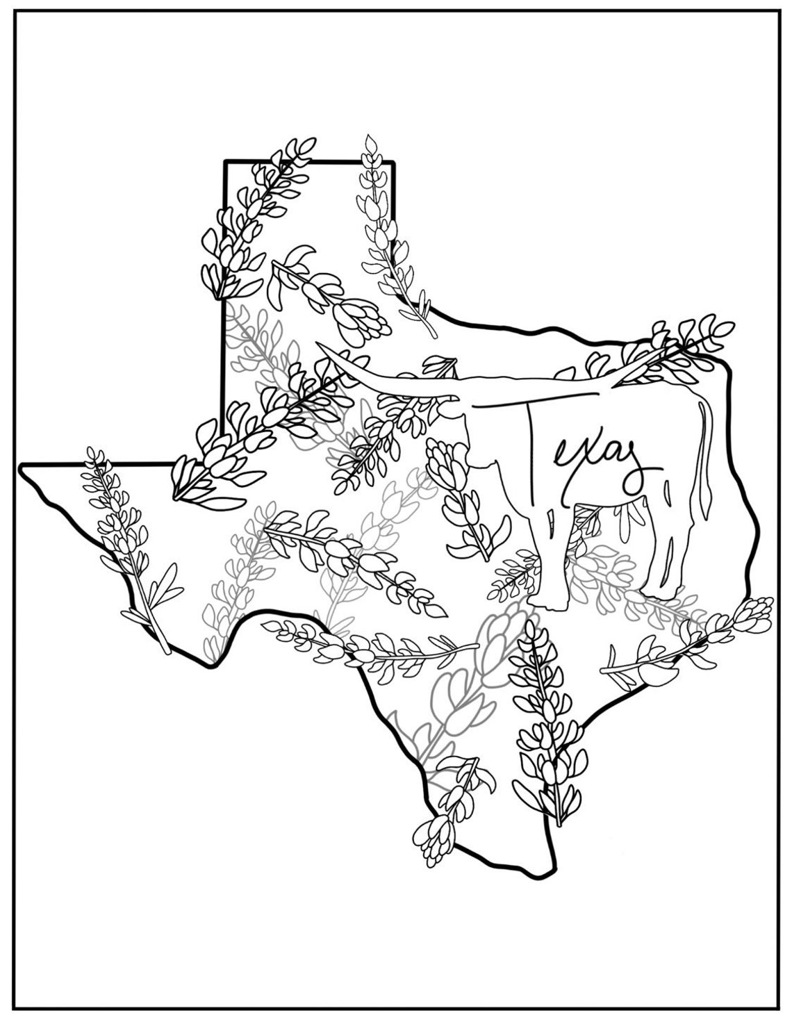 State Coloring Page, Texas, Flowers, State Flower, Animal, State Animal ...