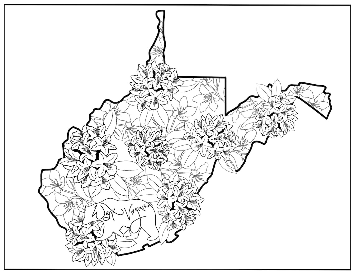 State Coloring Page, West Virginia, Flowers, State Flower, Animal ...