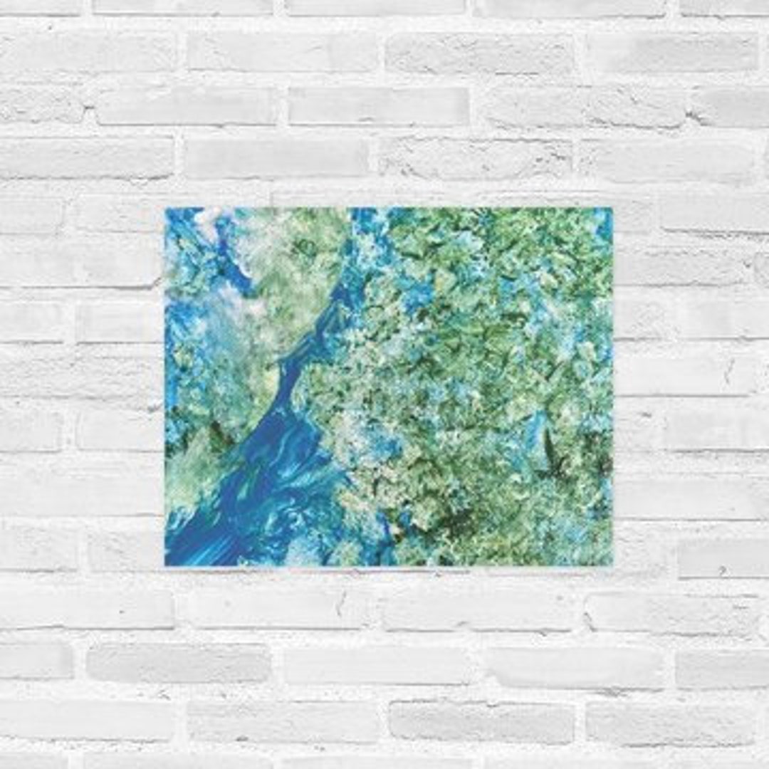 Poster Print Blue and Green Original Abstract Painting (multiple Sizes ...