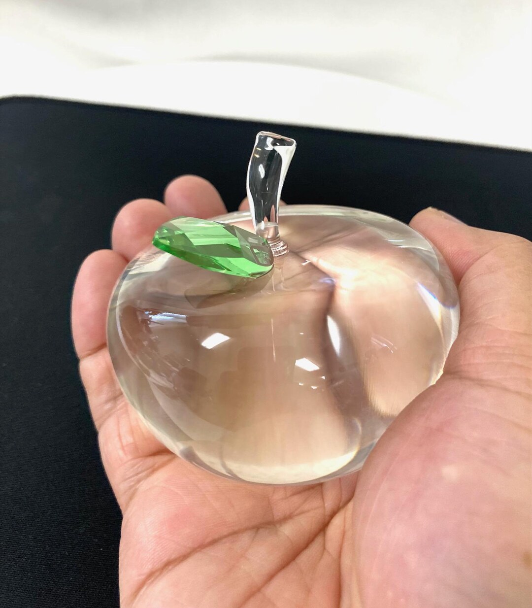 Crystal Apple With Green Leaf, 3 Inch - Etsy