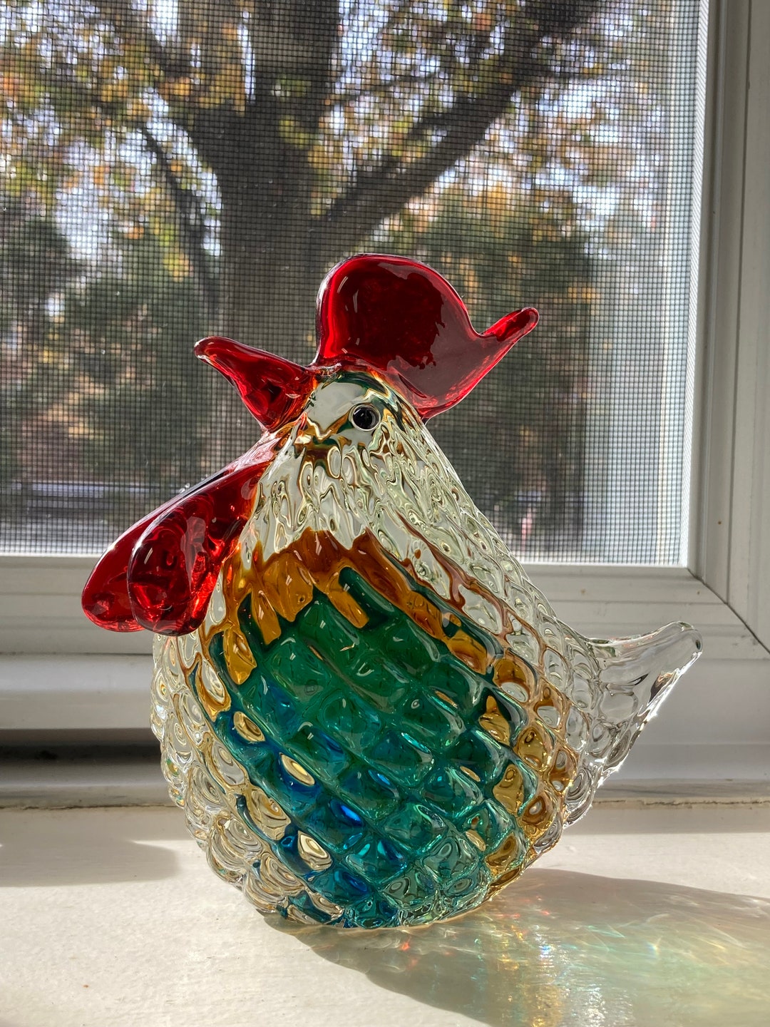 Hand Blown Glass Rooster - Etsy