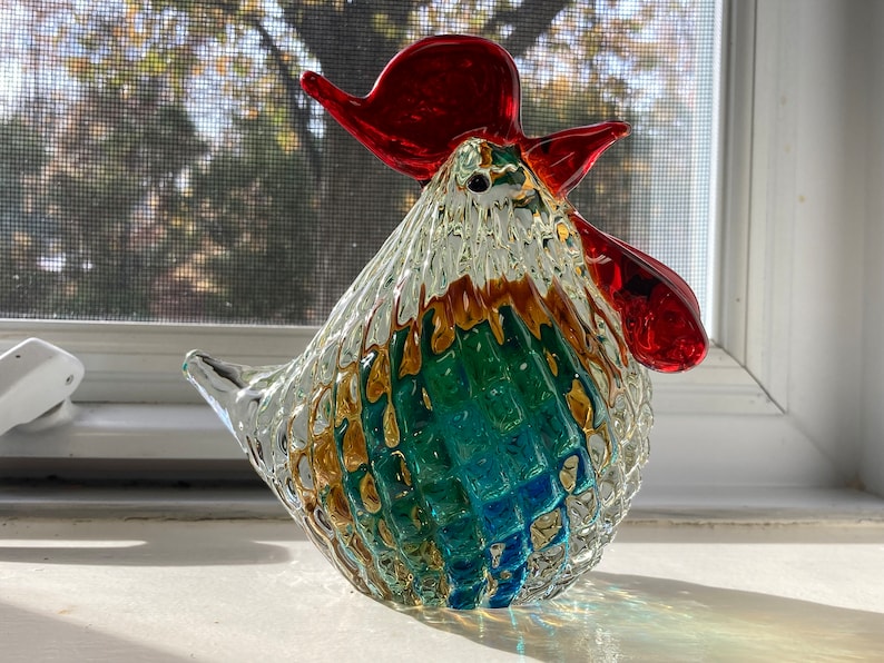 Hand Blown Glass Rooster - Etsy