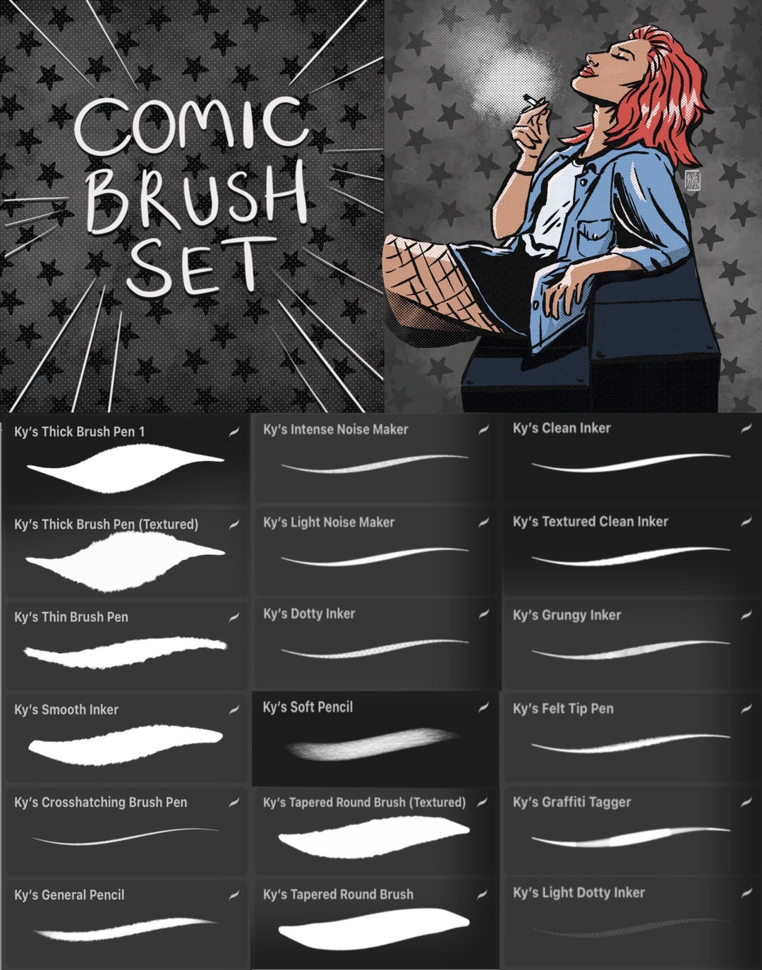 Comic Style Brush Set for Procreate Digital Download Graphic Novel Illustration Ink - Etsy