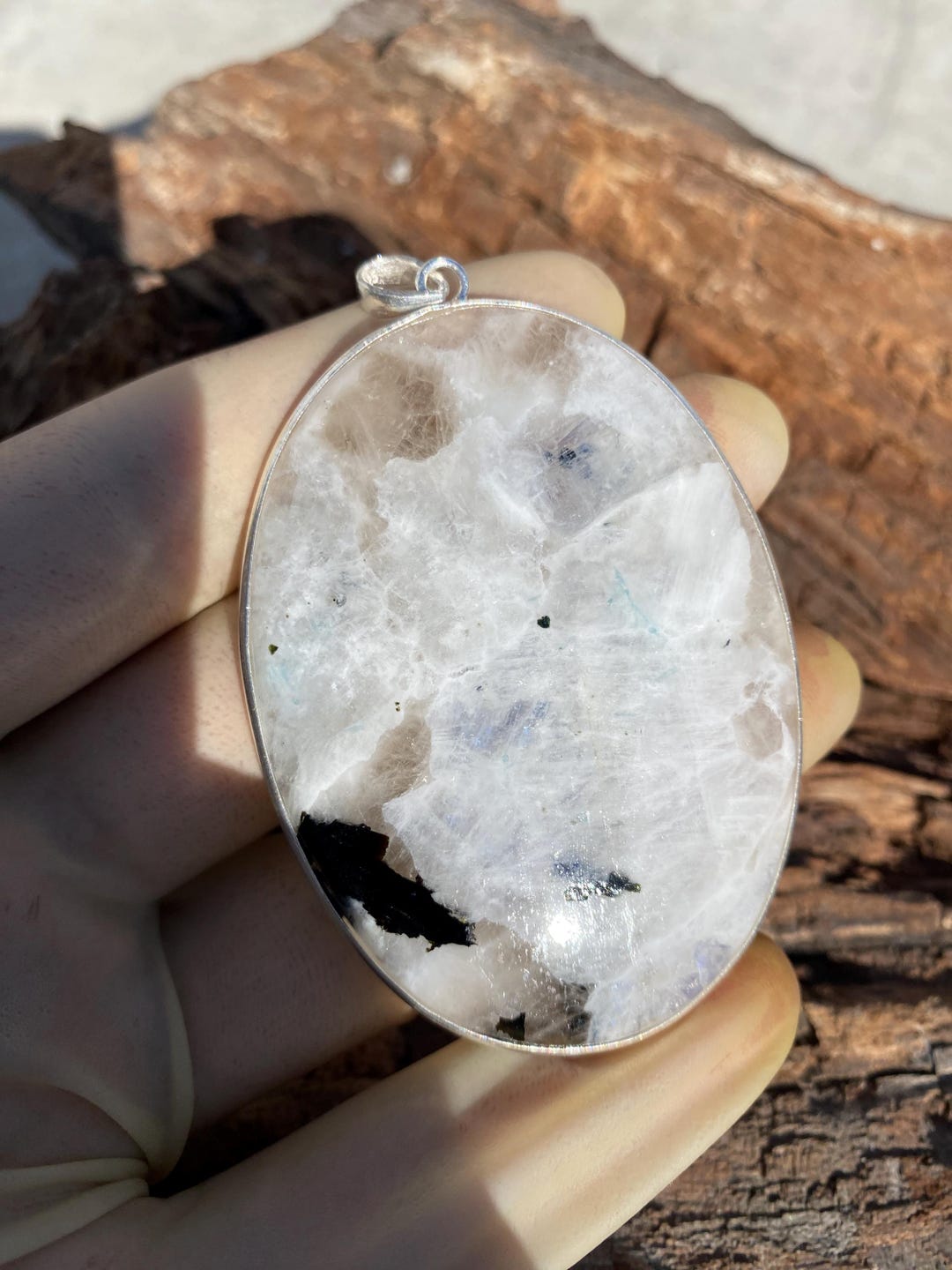 Natural Moonstone Pendant, 925 Sterling Silver Pendant, Solid Silver ...