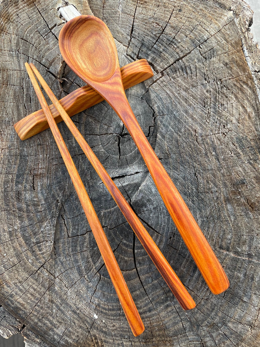 Canarywood Chopstick and Spoon Set Handmade Wood Chopsticks Chopsticks ...