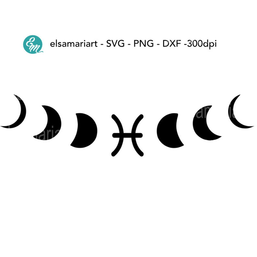 Pisces Sign Moon Phases SVG Cut Files Clipart Sublimation - Etsy