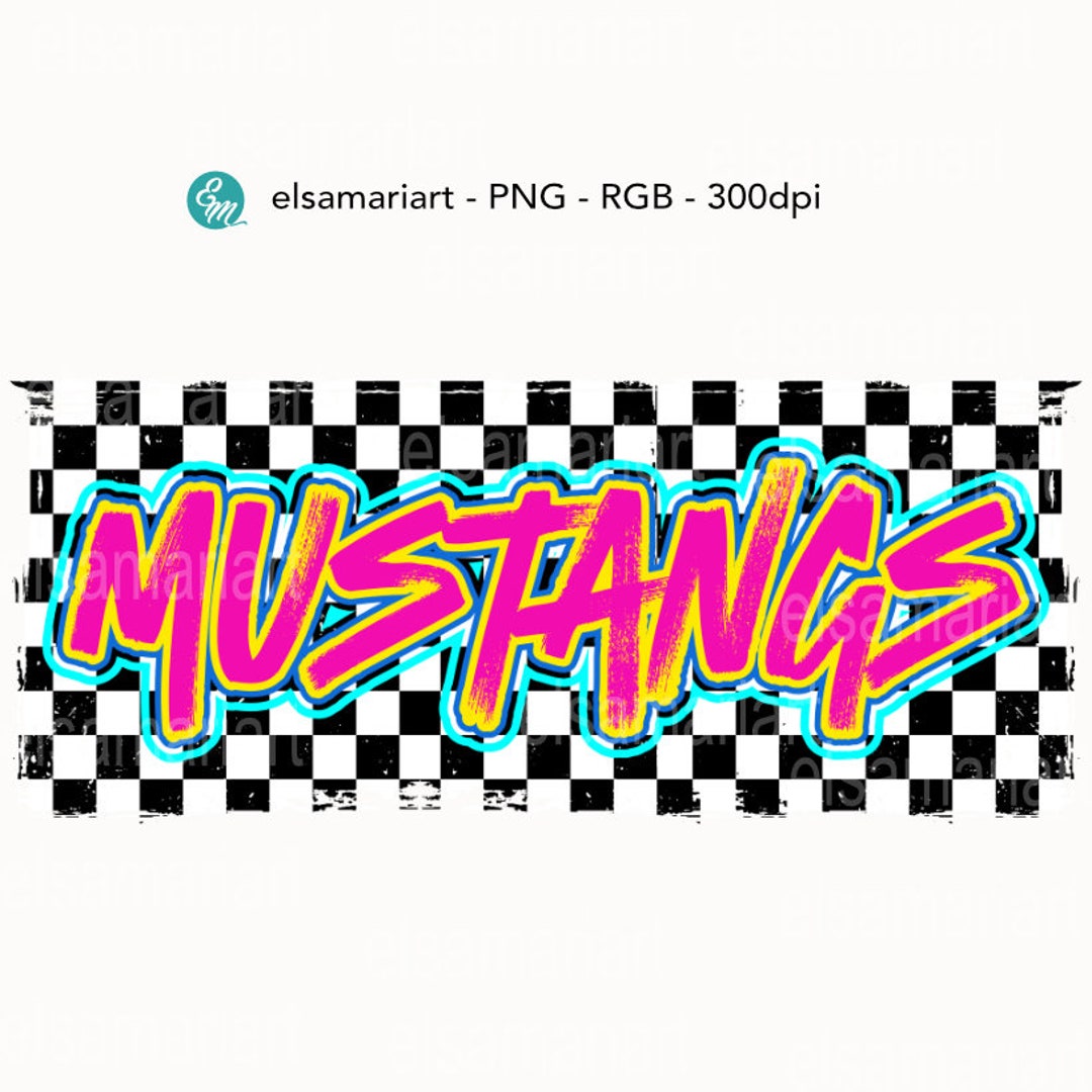 Mustangs PNG Checkered Graffiti School Spirit Mascot Sports Team T ...