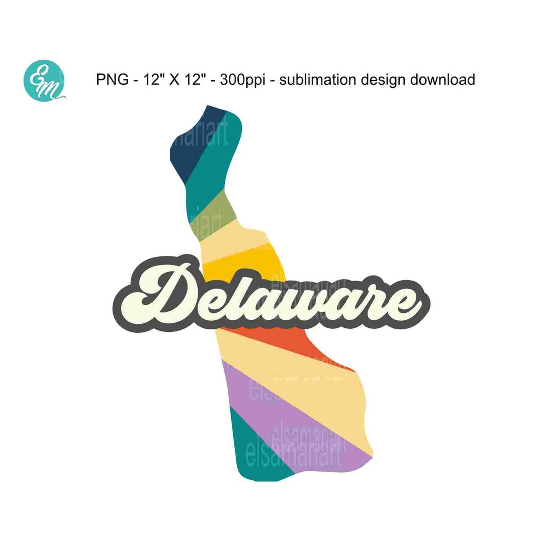 Delaware Map Sunburst PNG Retro Sublimation Designs Download - Etsy