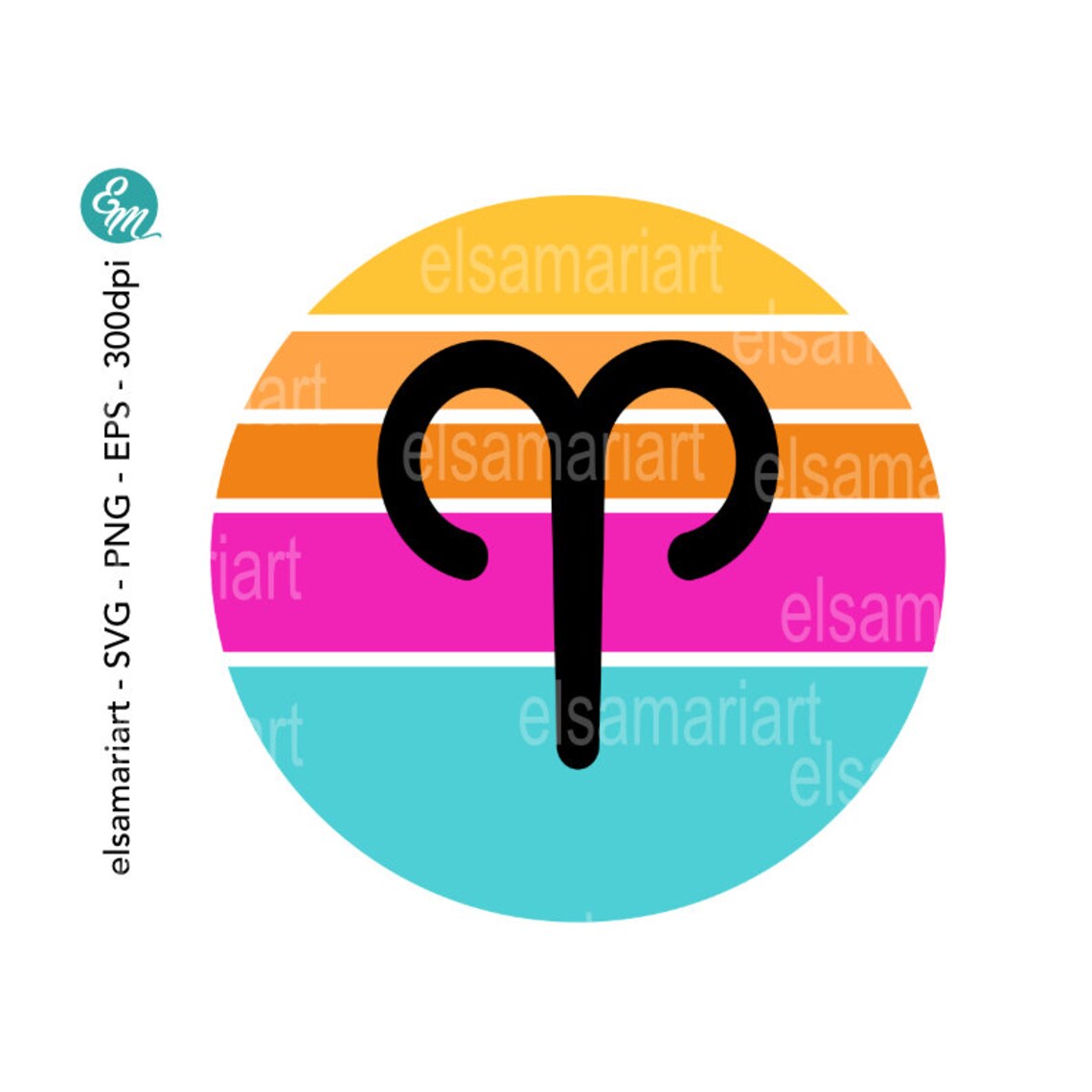 Aries Zodiac Sign Retro Sunset PNG Sublimate Download - Etsy