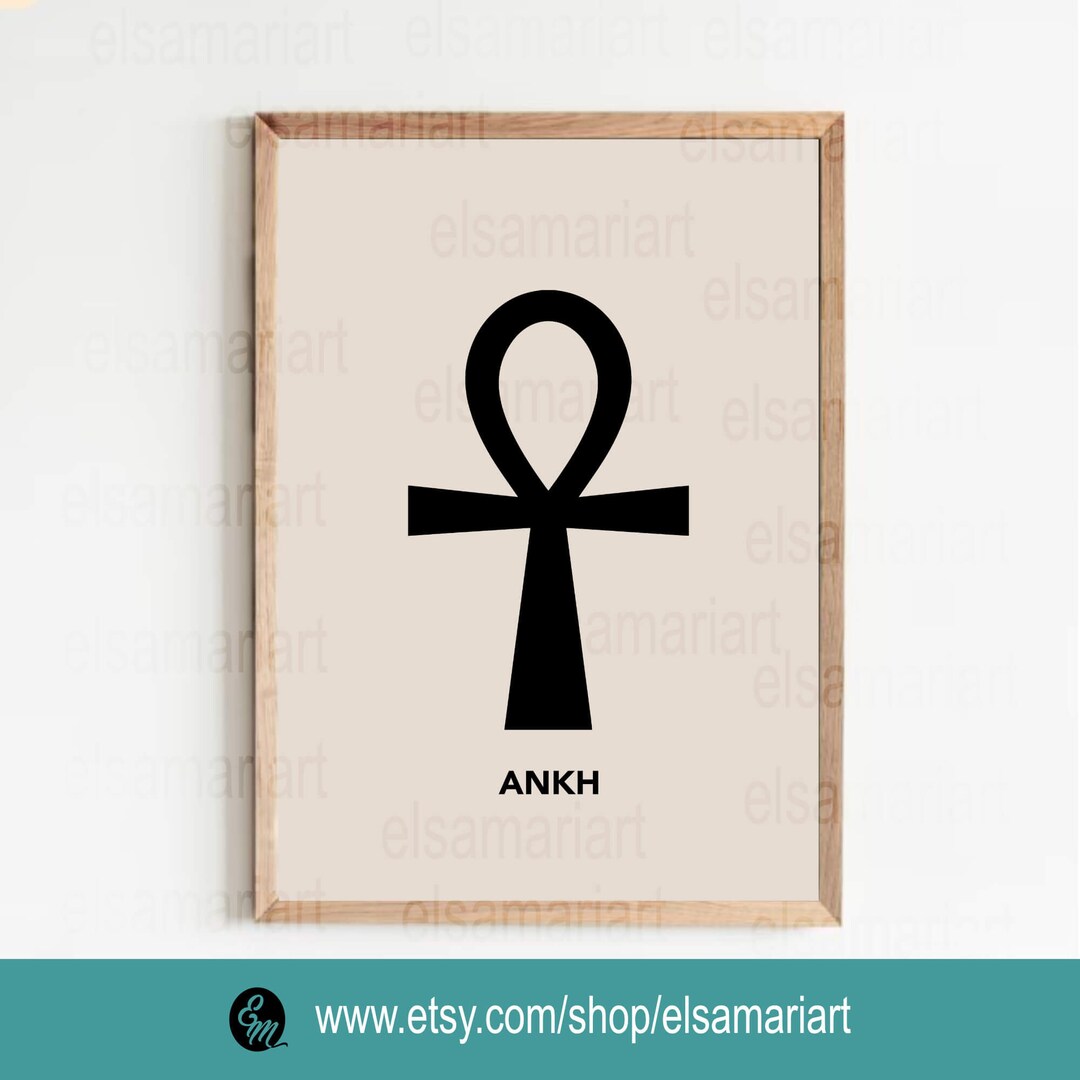 Egyptian Wall Art Ankh Symbol Print Black Beige African-style Wall ...