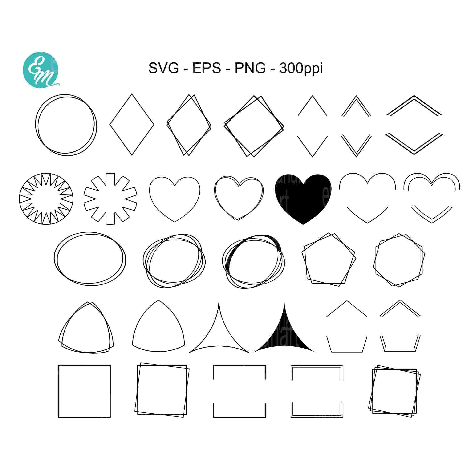 Double Frame Border Box Bundle SVG Cut Files Clipart | Etsy