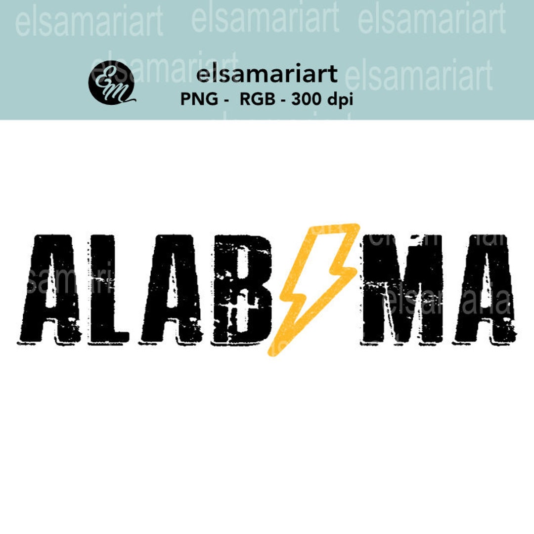 Alabama Distressed PNG Lighting Bolt Sublimation Design - Etsy