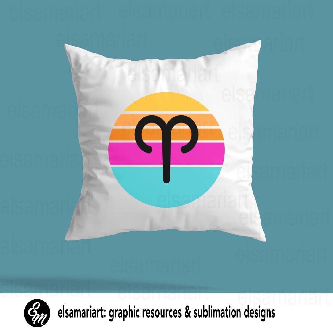 Aries Zodiac Sign Retro Sunset PNG Sublimate Download - Etsy