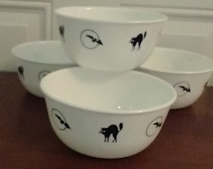 Corelle Halloween Cats and Bats Bowls, SET OF 4, 28 Oz, 6 1/4, Soup ...