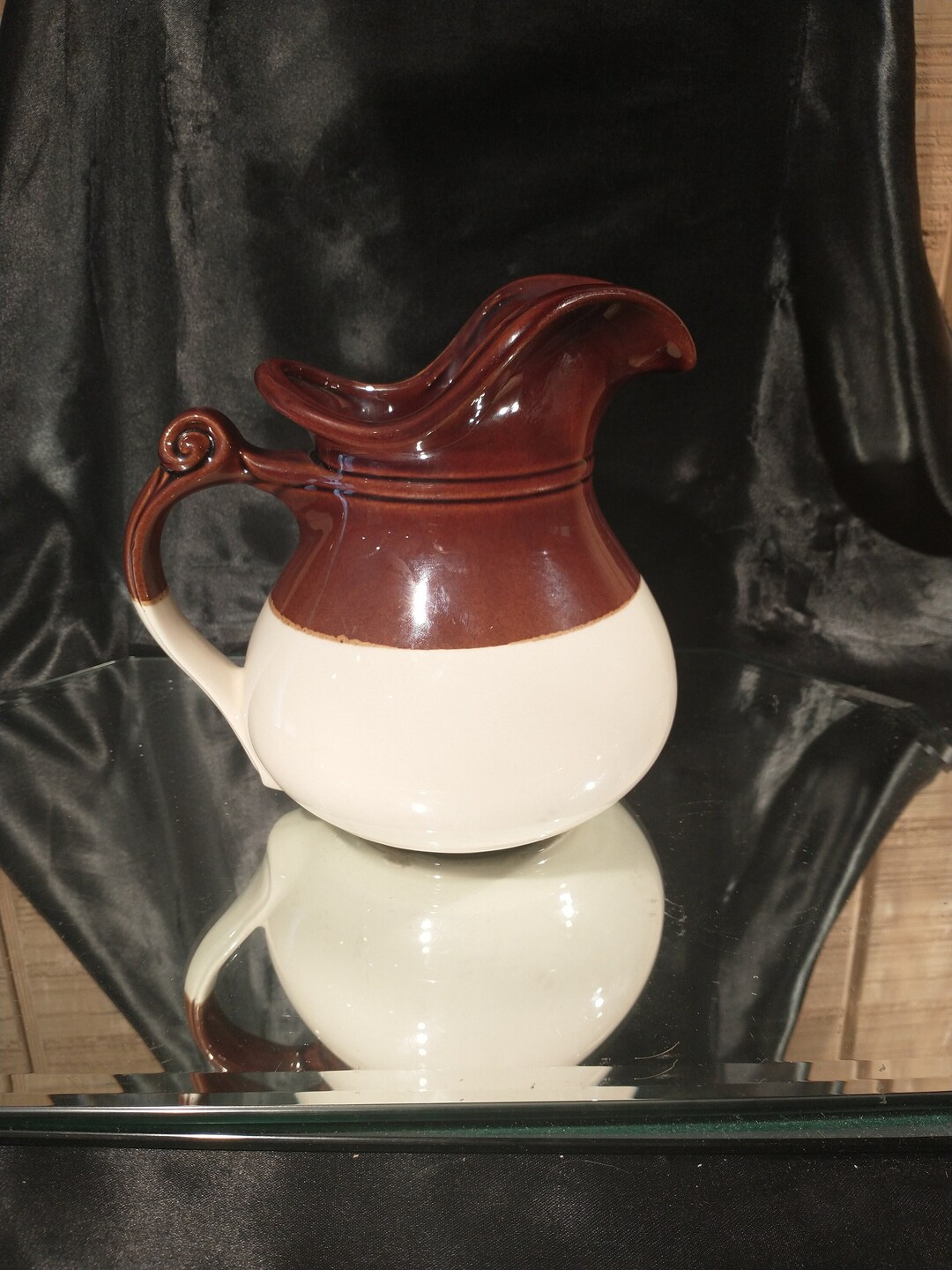 Vintage Mccoy Brown and Ivory Pitcher, Mccoy 7515 USA, 7 1/4" Tall ...