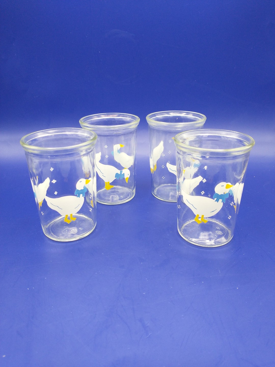 Vintage Bama Jelly Jar Juice Glasses, SET OF 4, Ducks or Goose Print, 4 ...