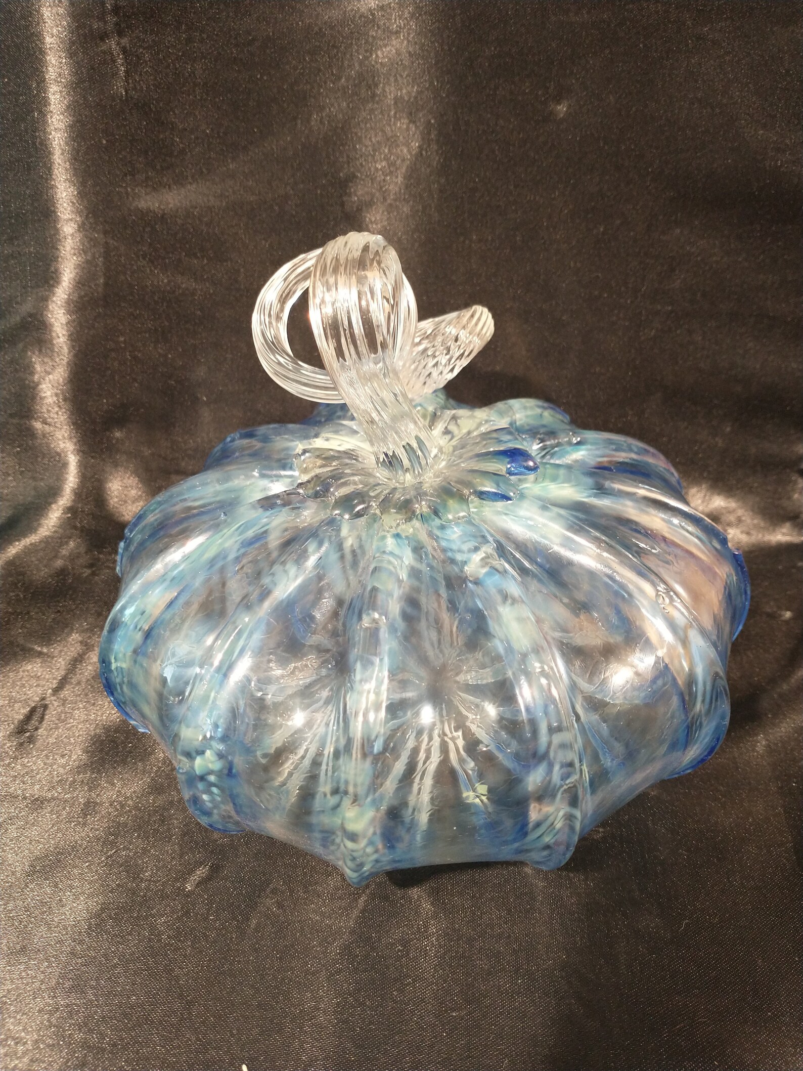 Vtg Hand-blown Glass Pumpkin Blue and Clear With Hints of - Etsy