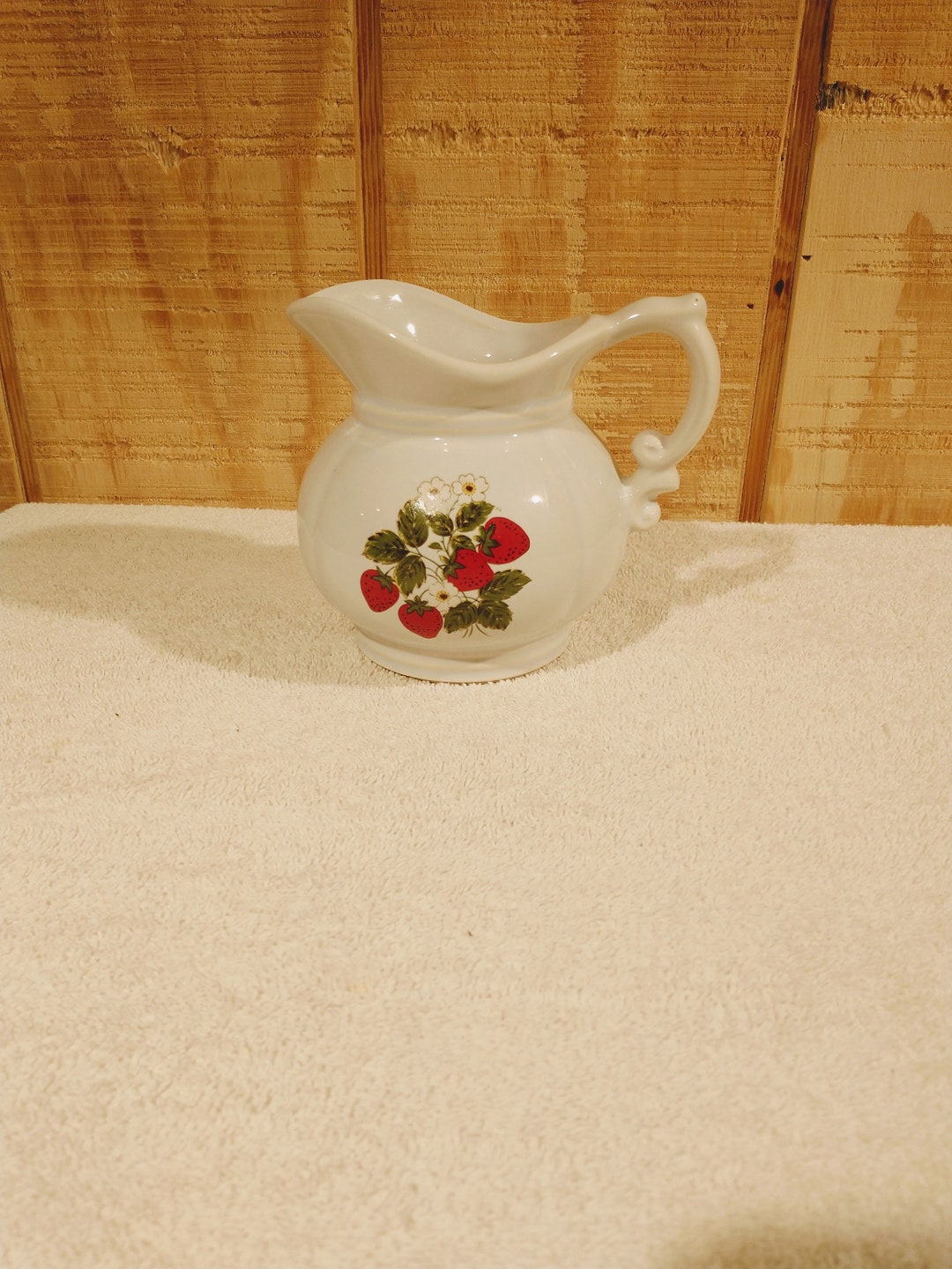 Mccoy Pottery Pitcher, 7528, Strawberries, Circa 1979, 5 1/4" Tall at ...