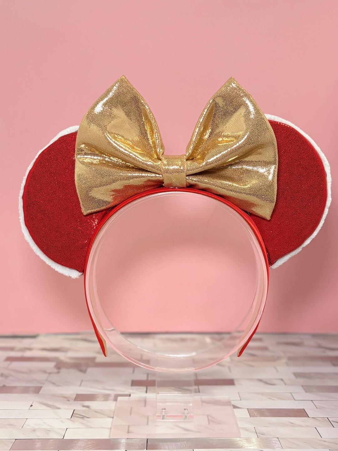 Christmas Mickey Mouse Ears | Red, Gold Holiday Headband - Etsy