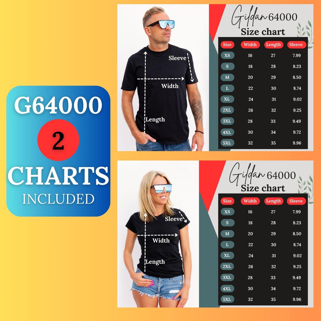 Gildan 64000 Size Chart, Gildan 64000 Unisex Size Charts, BLACK T ...