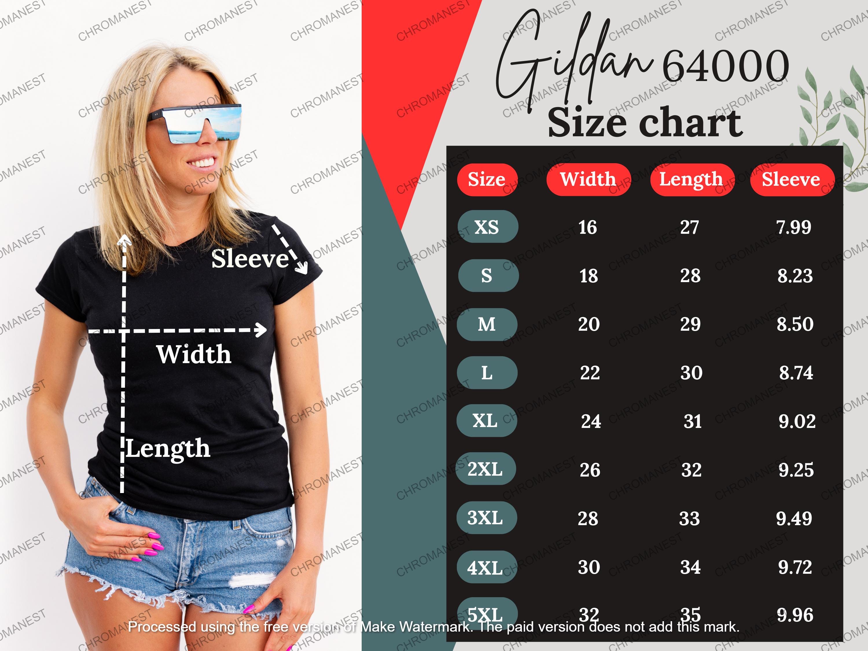 Gildan 64000 Size Chart, Gildan 64000 Unisex Size Charts, BLACK T ...