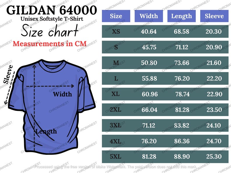 Gildan 64000 Color Chart and Size Chart, Fully Editable Canva Template ...