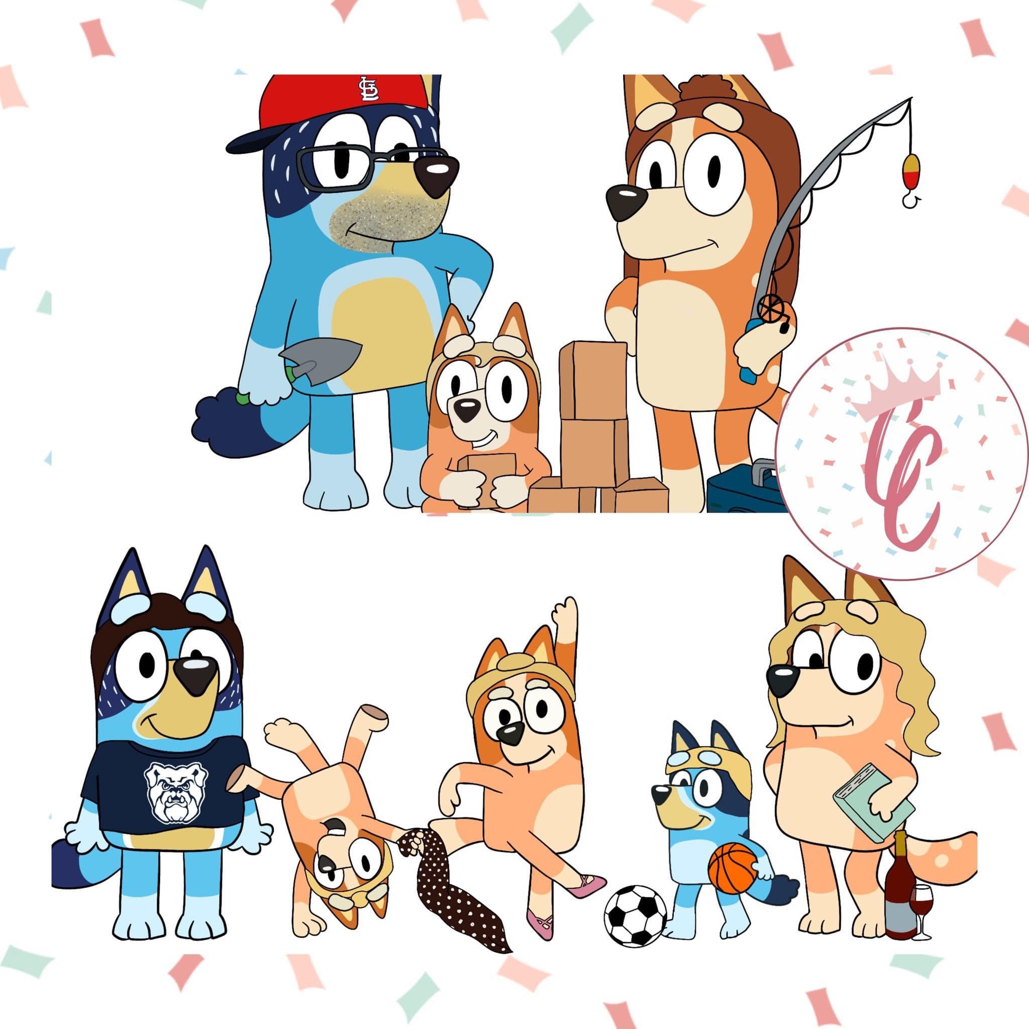 Blue Dog Family Photo | Family Illustration | Digital Drawing | Gift ...