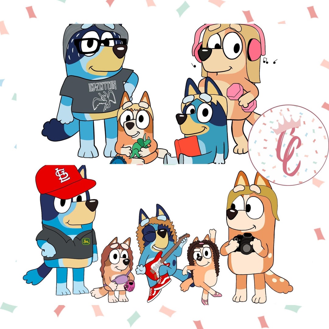 Blue Dog Family Photo | Family Illustration | Digital Drawing | Gift ...