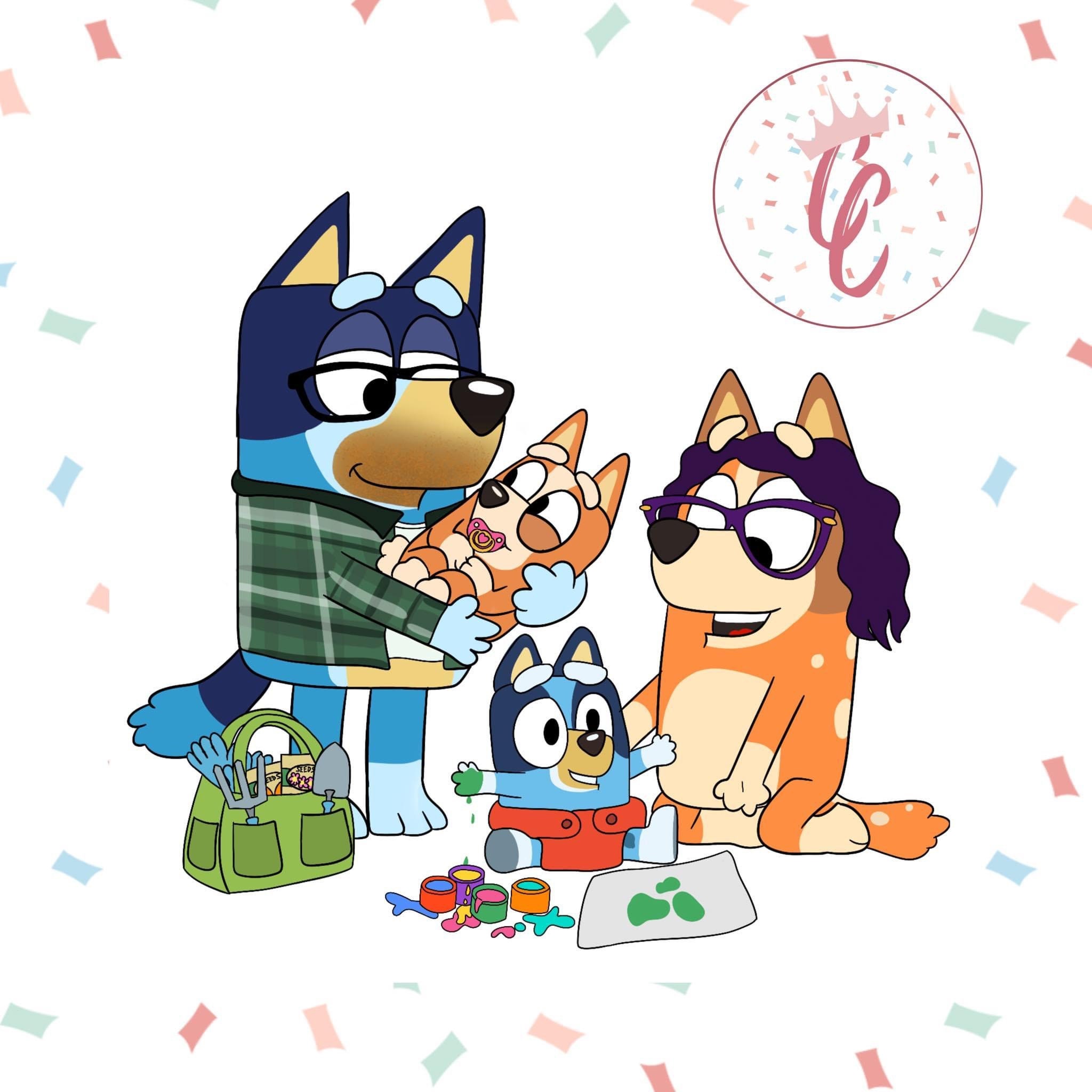 Blue Dog Family Photo | Family Illustration | Digital Drawing | Gift ...