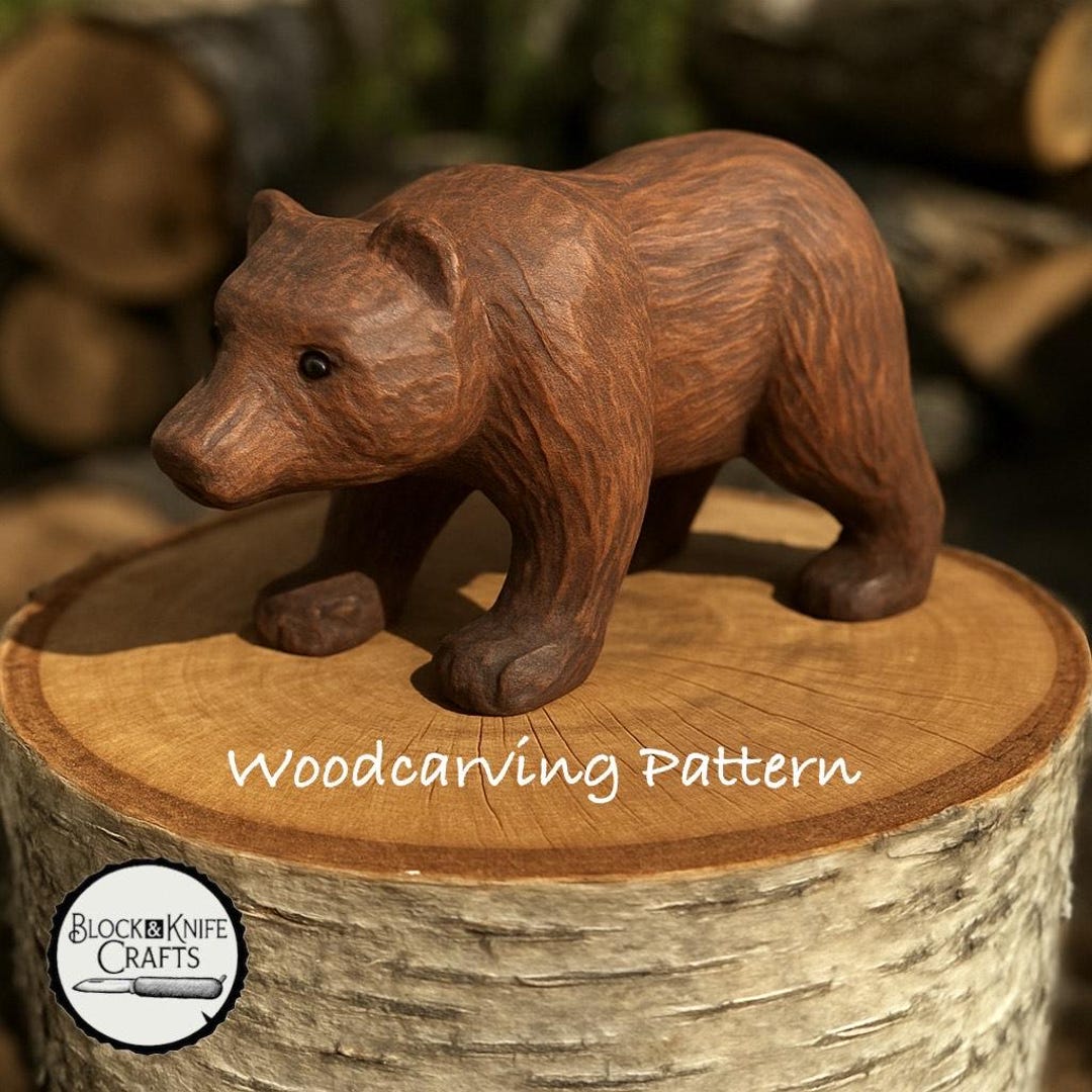 Bear Wood Carving Pattern PDF – Printable Animal Whittling Template for ...