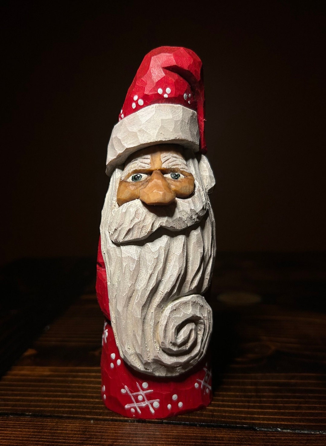 Wood Carved Santa Figurine Christmas Decor One of a Kind - Etsy