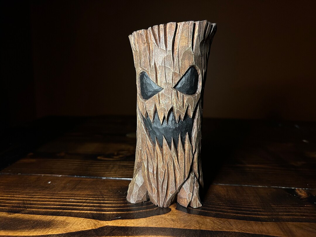 Hand Carved Wood Spooky Tree Halloween Decor Spooky - Etsy