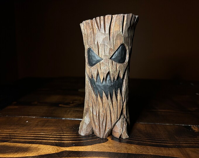 Hand Carved Wood Spooky Tree Halloween Decor Spooky - Etsy