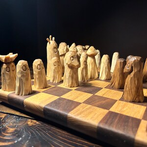 Ghost Chess Set Pieces Only Hand Carved Wood One of a Kind - Etsy